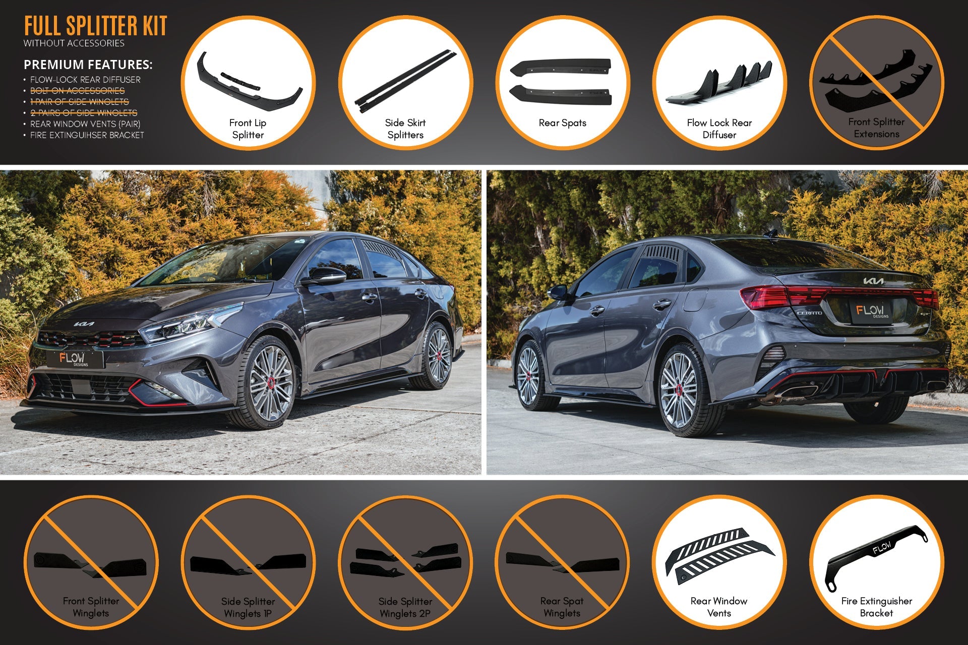 Buy Cerato GT Sedan FL Full Lip Splitter Set Online Flow Designs Australia