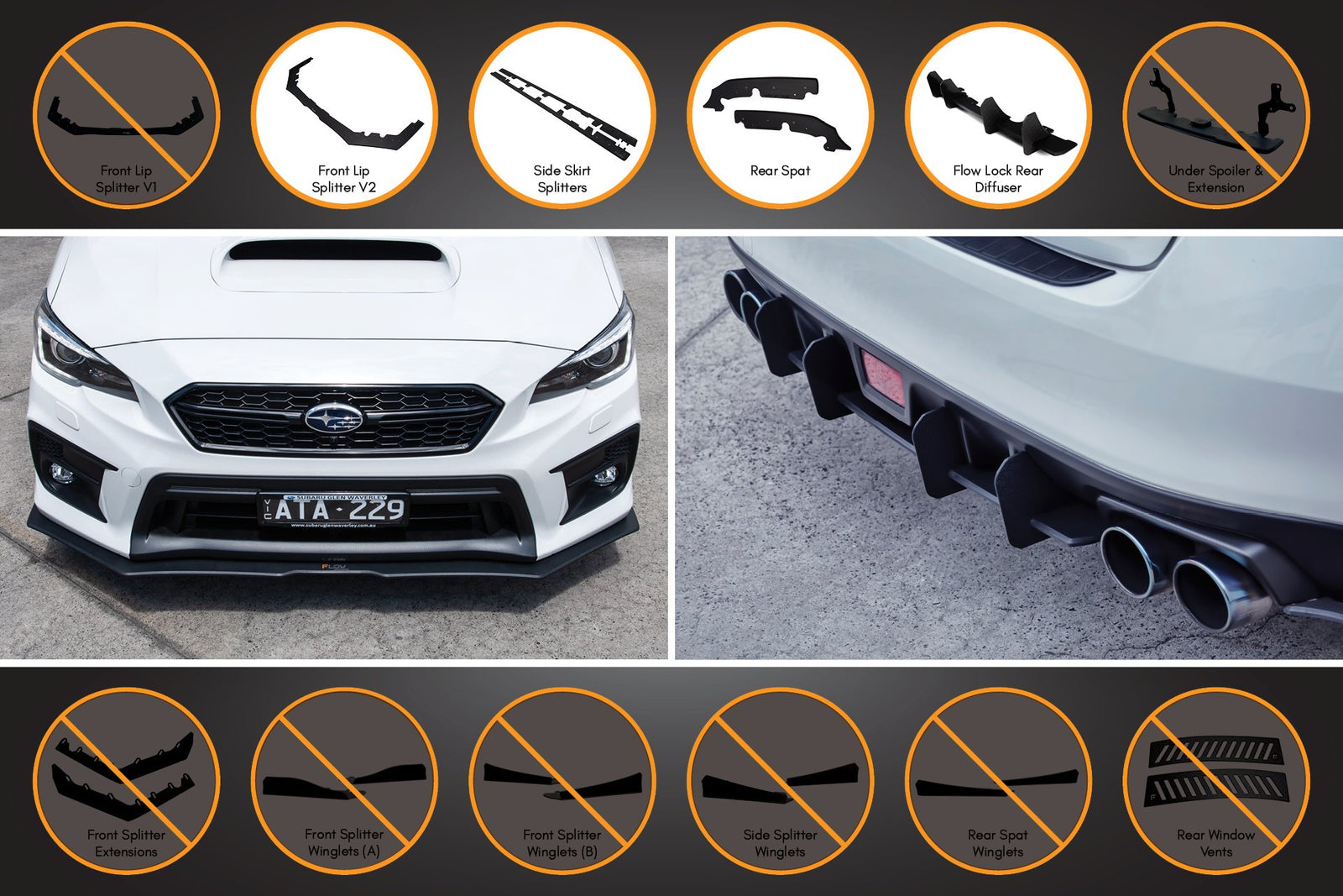 Buy Subaru VA WRX/STI Lip Splitter Set & Rear Diffusers Online | Flow ...
